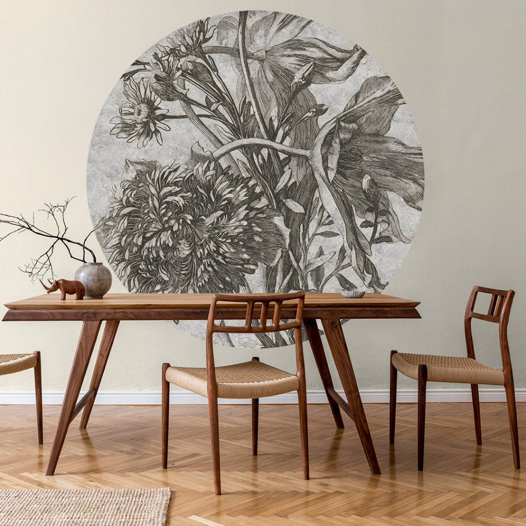 Grey Flower – Tapeta Koło Standard – Wall Art 2
